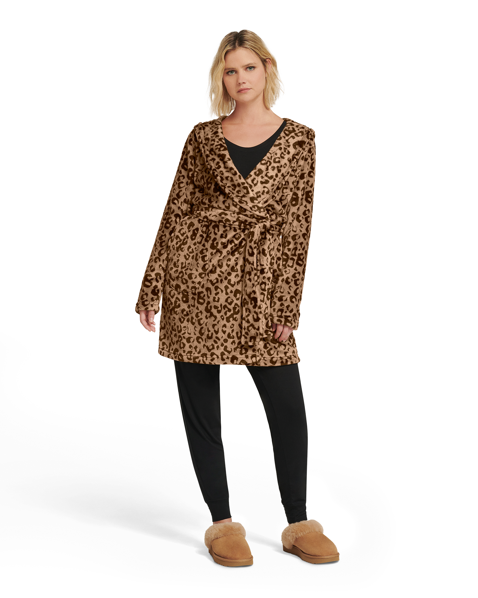 UGG Womens Miranda Fleece Robe Robes in Live Oak Leopard, Size M by U